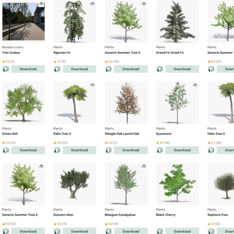 Trees, Plants and Shrubs RPC Collection Revit family - 9to5Revit